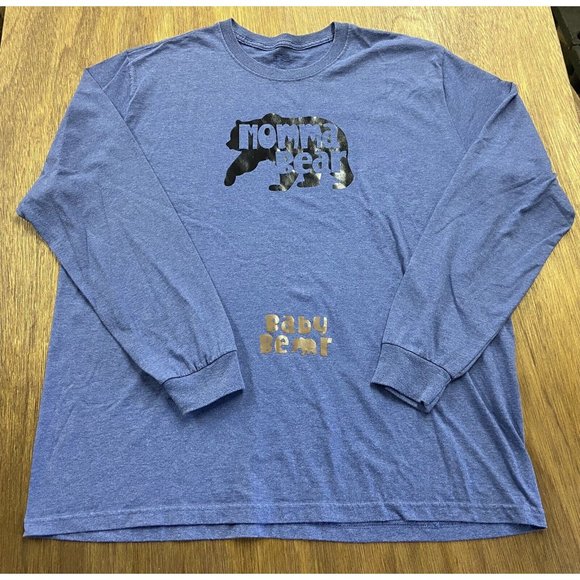 Jerzees | Shirts | Jerzees Blue Crew Neck Long Sleeve Graphic Tee Momma Bear Baby Bear Xxl ...